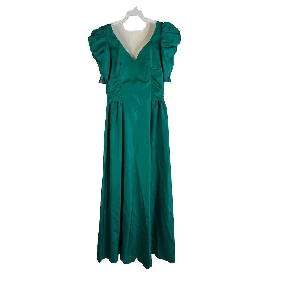 80s Womens 12 Taffeta Puff Sleeve Prom Bridesmaid Dress USA, Vintage ...