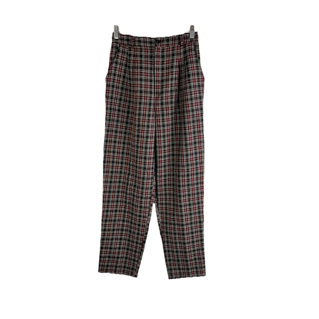 90s Womens 10 Rainbow Plaid High Rise Pleated Trouser Pants USA Grunge ...
