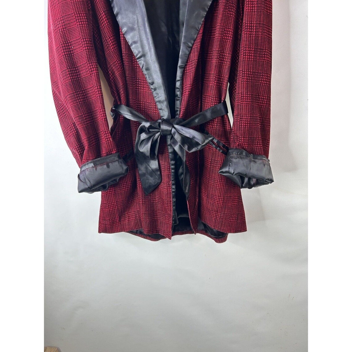 1950s Velour Satin Collar Smokers Robe Red Mens Large, Vintage Richman ...