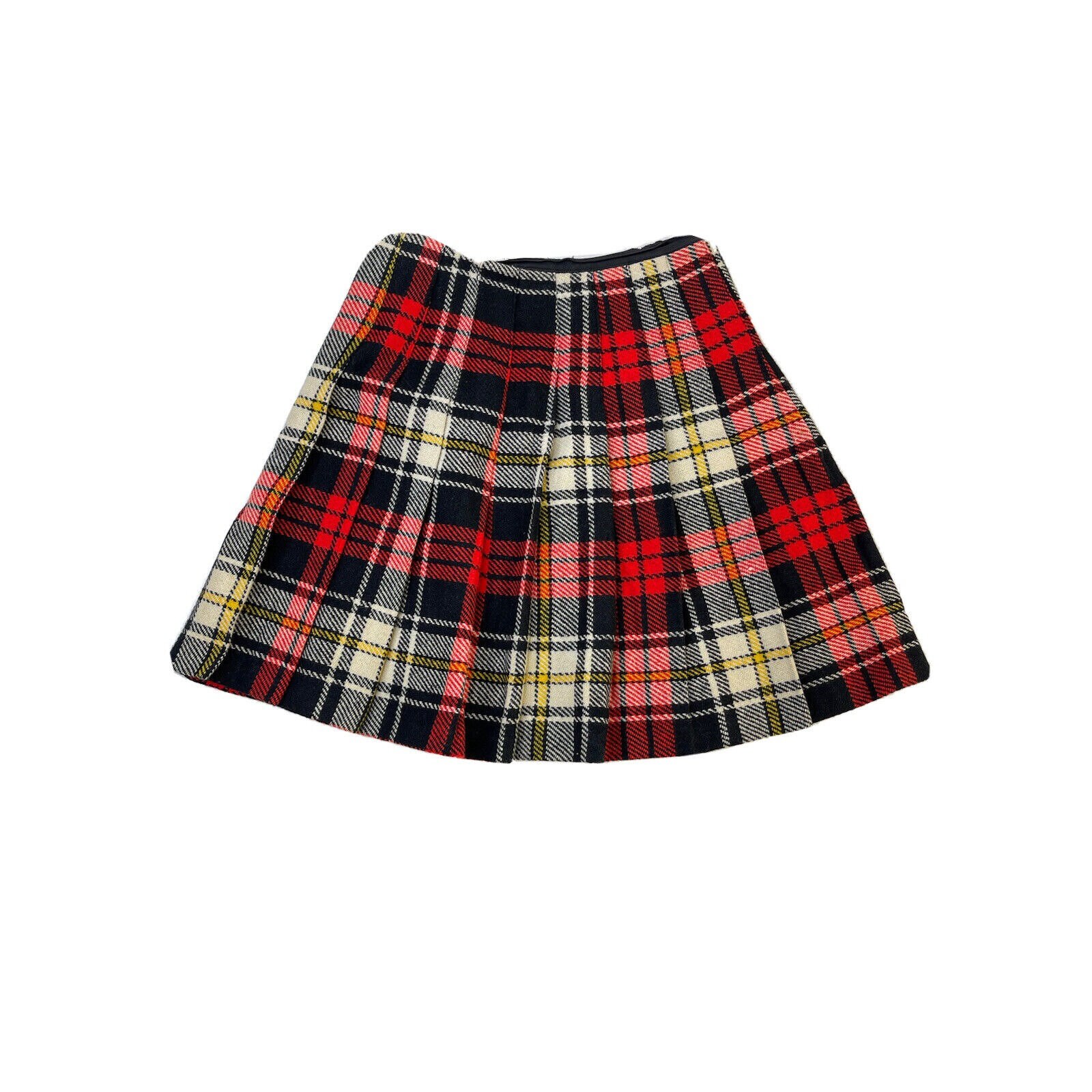 70s Womens XS Wool Punk Plaid Pleated Mini Wrap Skirt, Y2K Punk Plaid ...