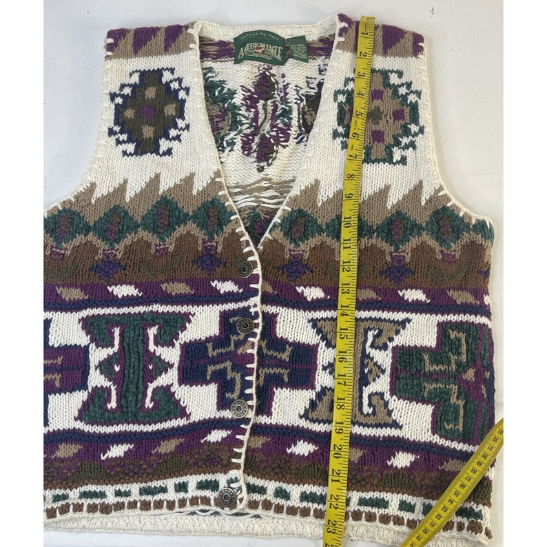 90s Womens Medium Hand Knit Navajo Southwestern Cardigan Sweater Vest ...
