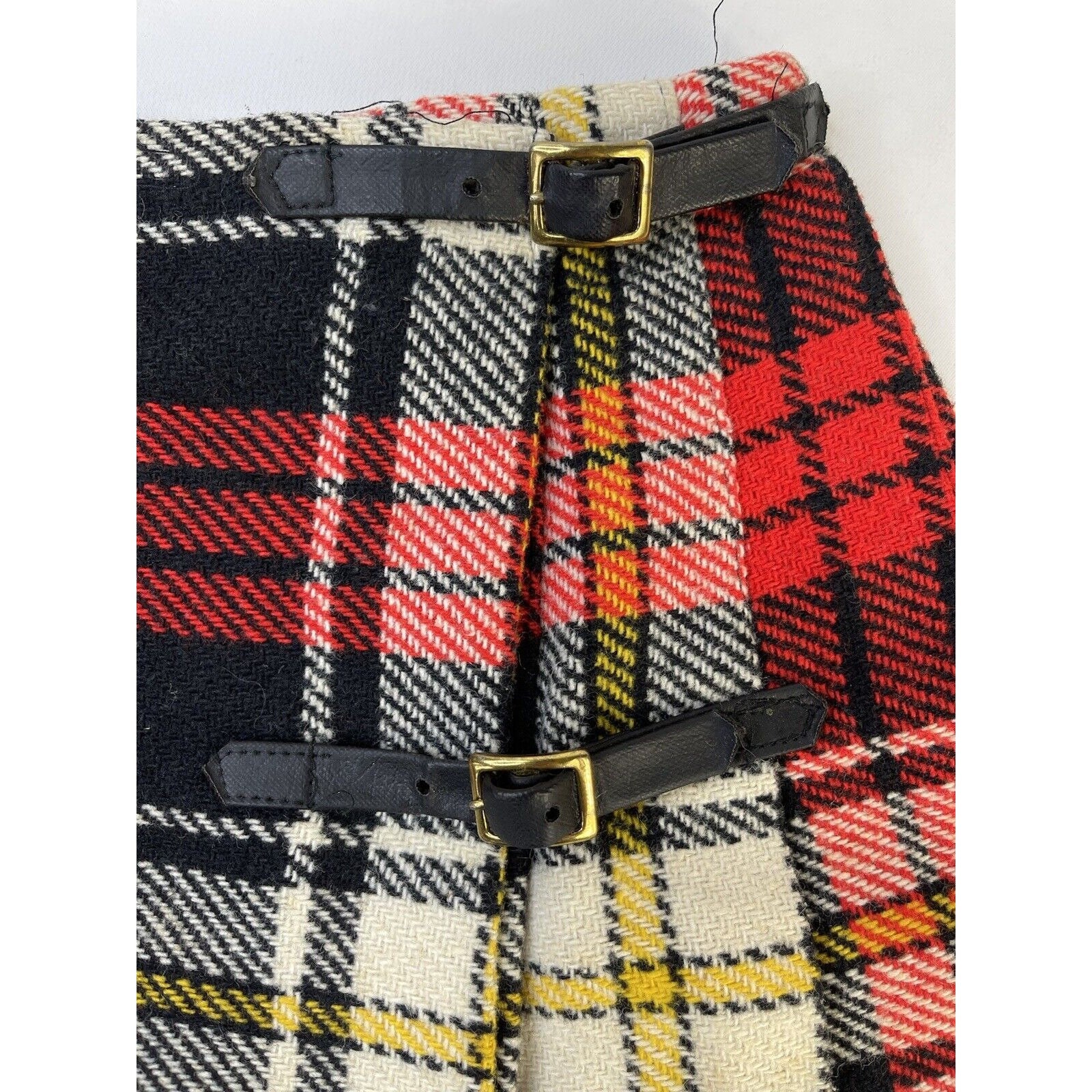 70s Womens XS Wool Punk Plaid Pleated Mini Wrap Skirt, Y2K Punk Plaid ...