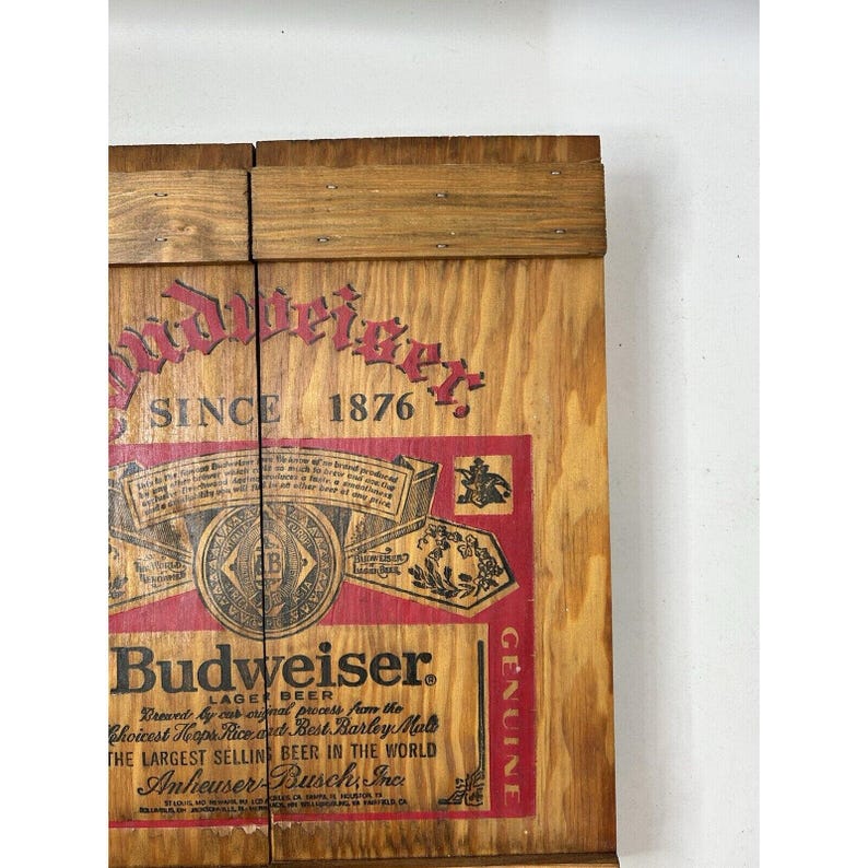 VTG 80s Wood Wooden Budweiser Casette Tape Holder Box Display Case ...