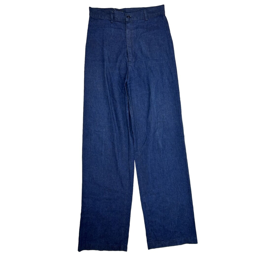 70s Womens Small High Rise Wide Leg Indigo Wash Denim Blue Jeans ...