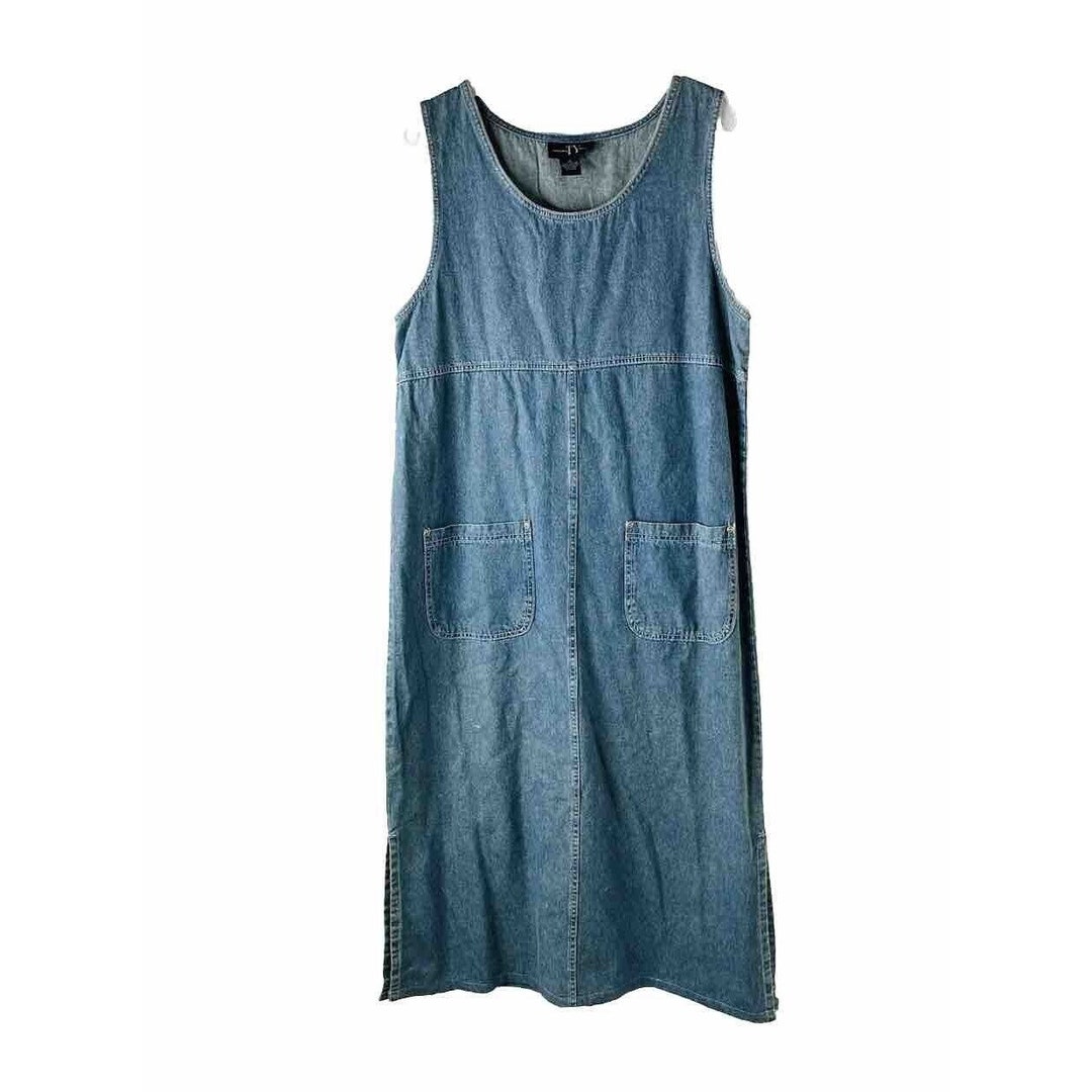 90s Womens 14 Faded Denim Jean Long Ankle Pocket Dress Grunge Hip Hoop ...