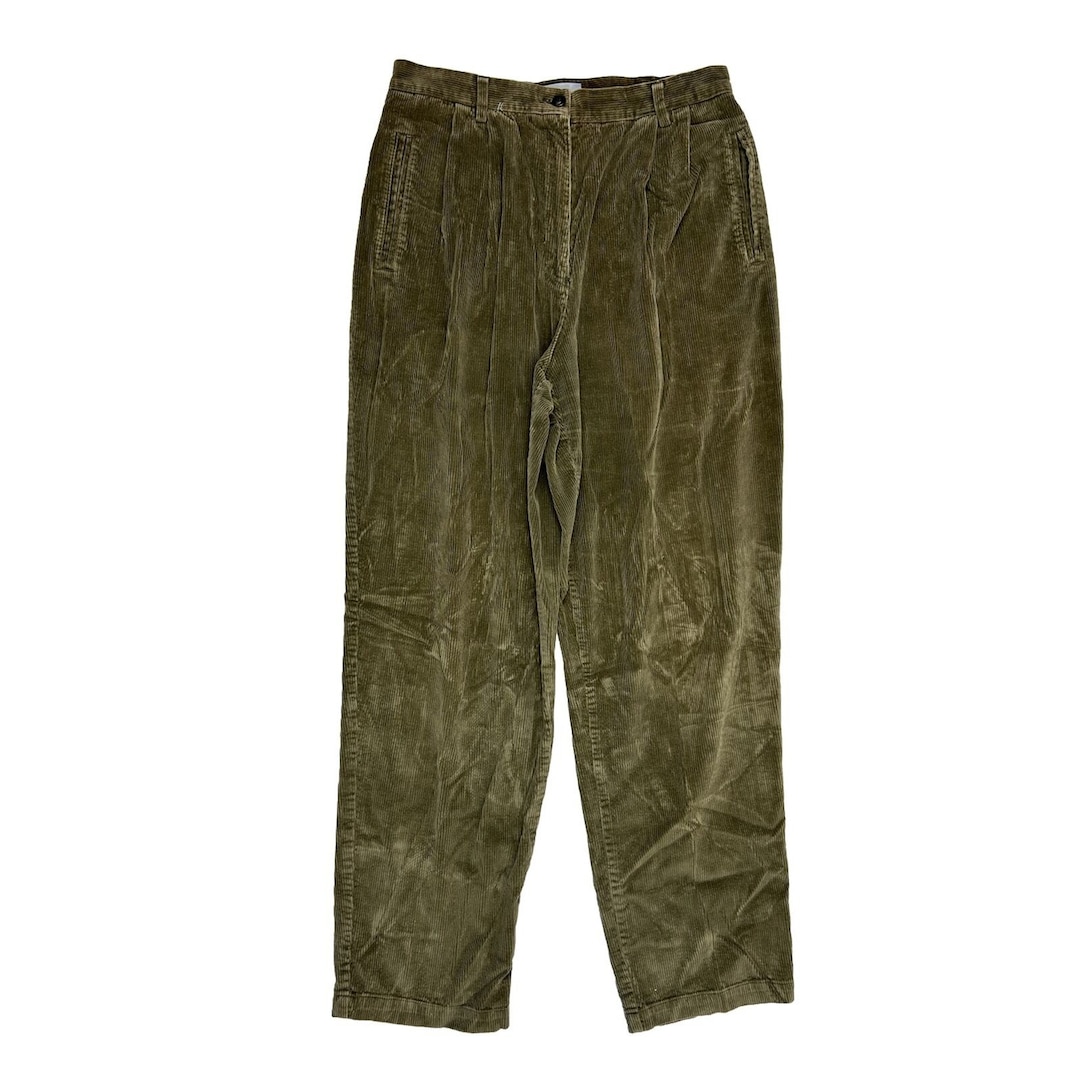 90s Womens 12 Wide Whale Corduroy Pleated Faded Chino Pants, Womens ...
