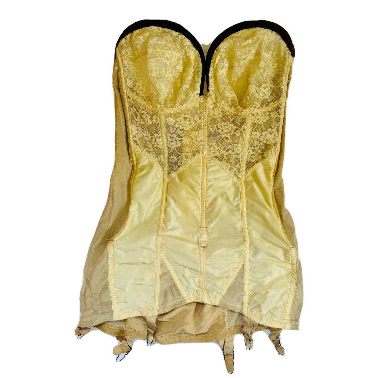 1940s Womens 36D Lace Metal Zip Corset Girdle Lingerie Shapewear USA ...