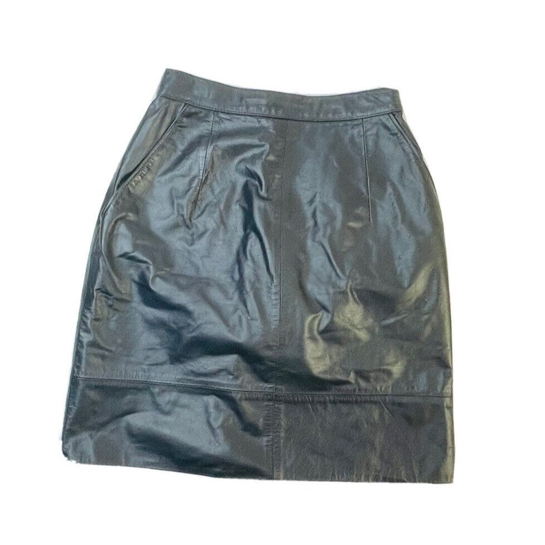 Y2K Womens 6 Black Genuine Leather Mini Micro Skirt Goth Punk EDM ...