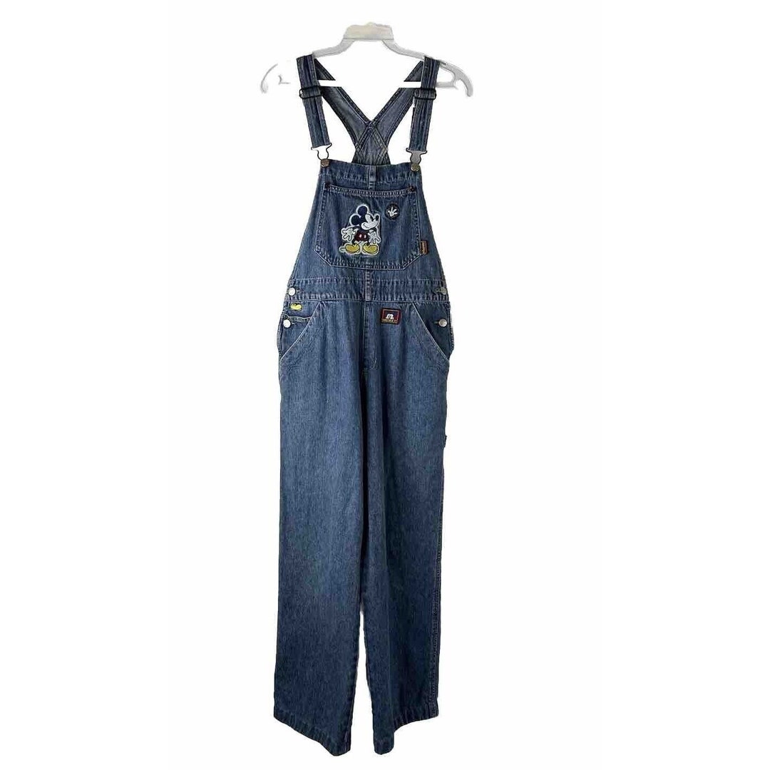 90s Disney Mickey Mouse Patchwork Faded Denim Jean Bib Overalls Womens ...