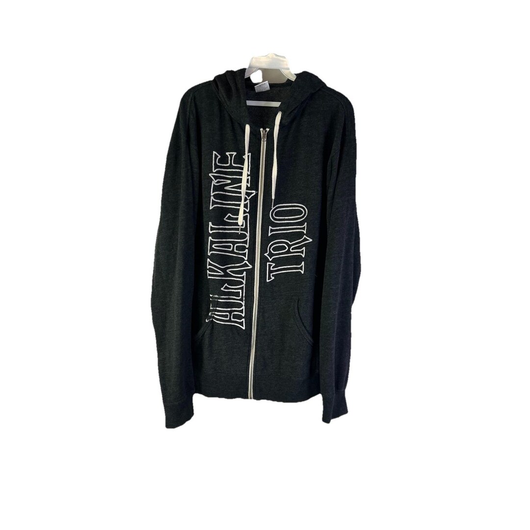 Y2K Alkaline Trio Emo Band Spell Out Goat Hooded Sweatshirt Jacket XL ...