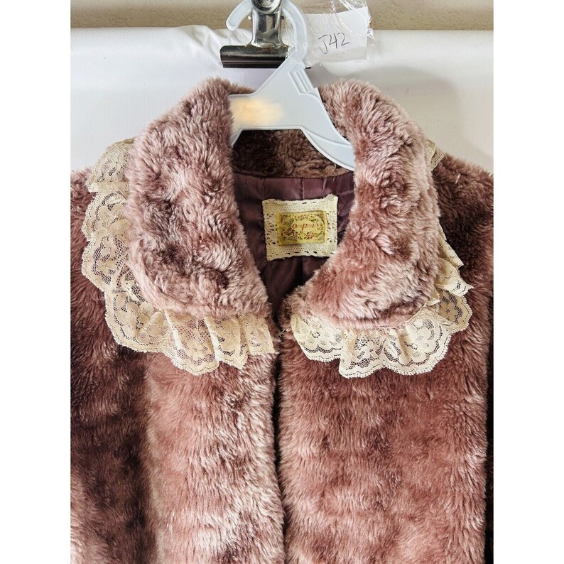 60s Frilly Lace Plush Teddy Bedside Lingerie Jacket Pink Coquette ...