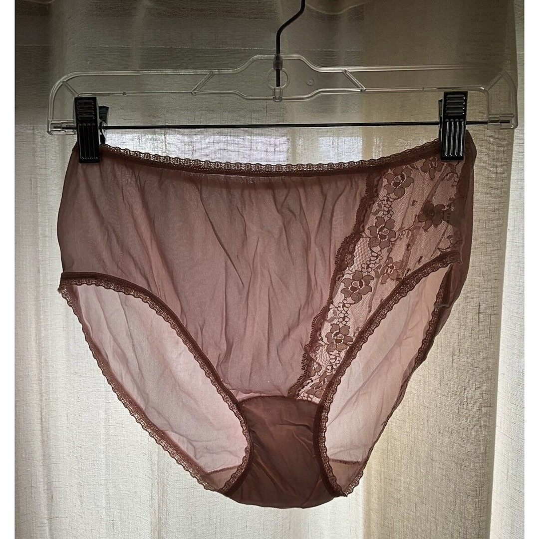 70s Womens Large Sheer Nylon Lace Mushroom Gusset Brief Panties ...