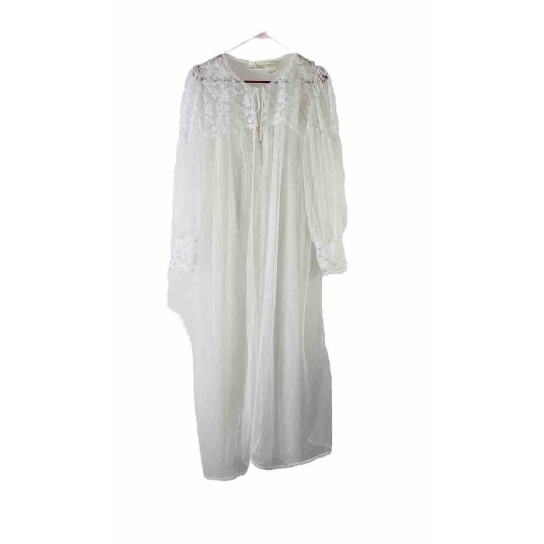 90s Womens Large Frilly Lace Sheer Peignoir Nightgown Set 2 Pc, Vintage ...