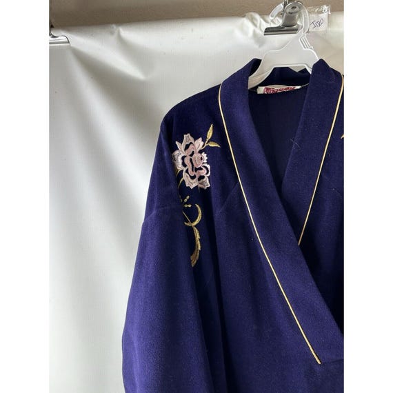 80s Vanity Fair Floral Embroidered Fleece Bath Robe S… - Gem