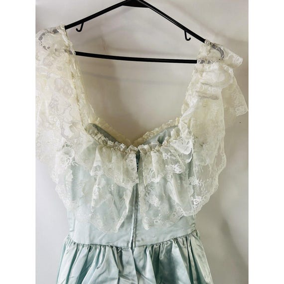 80s Womens 9/10 Satin Lace Frilly Ruffled Renaissance… - Gem