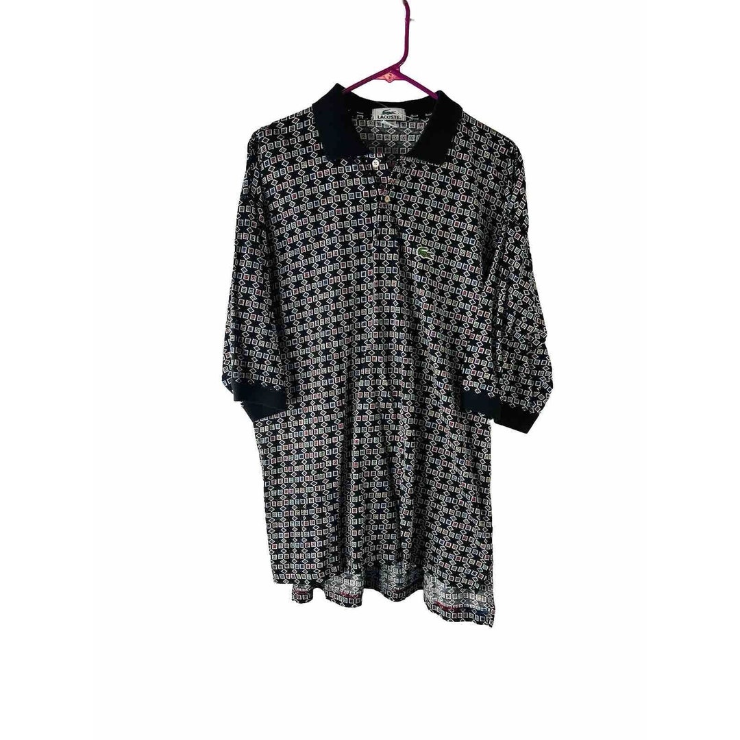 90s Lacoste Mens Medium Rainbow Geometric Print Polo Rugby Shirt ...