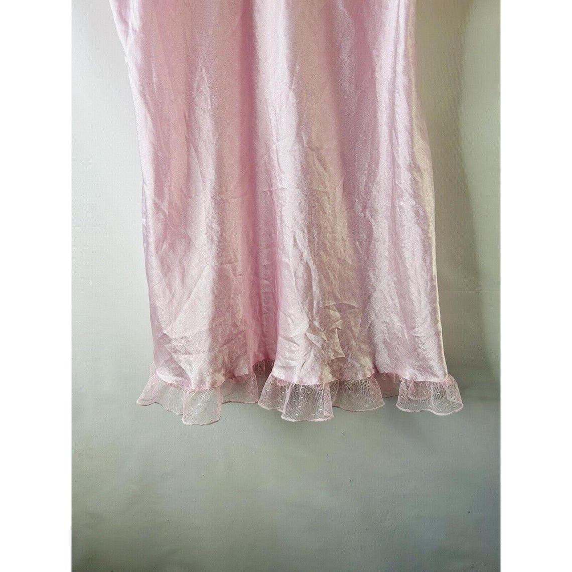 Y2K Womens Large Pink Satin Lace Frilly Chemise Slip Dress Fairy ...
