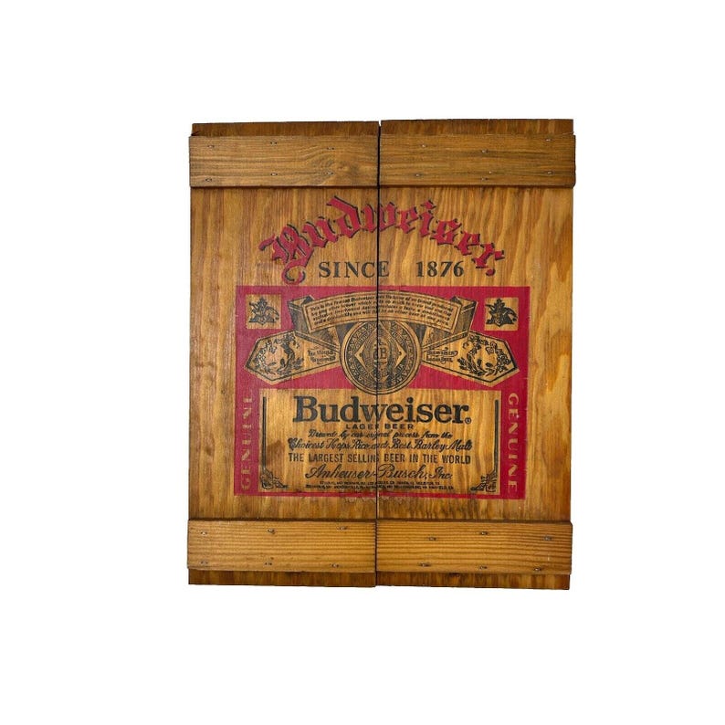 VTG 80s Wood Wooden Budweiser Casette Tape Holder Box Display Case ...