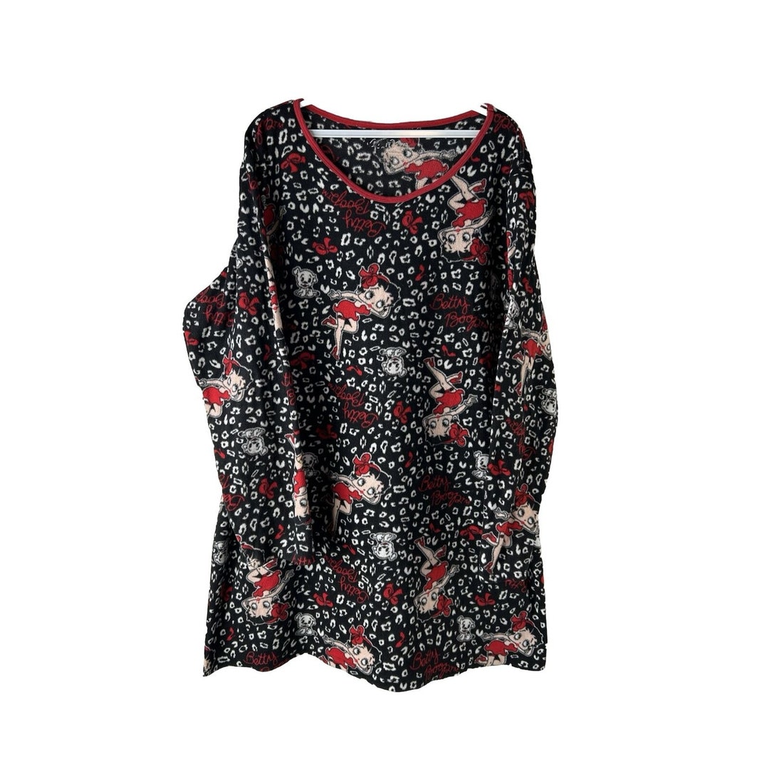 90s Betty Boop Womens XL Spell Out Flannel Fleece Nightgown Pajamas ...