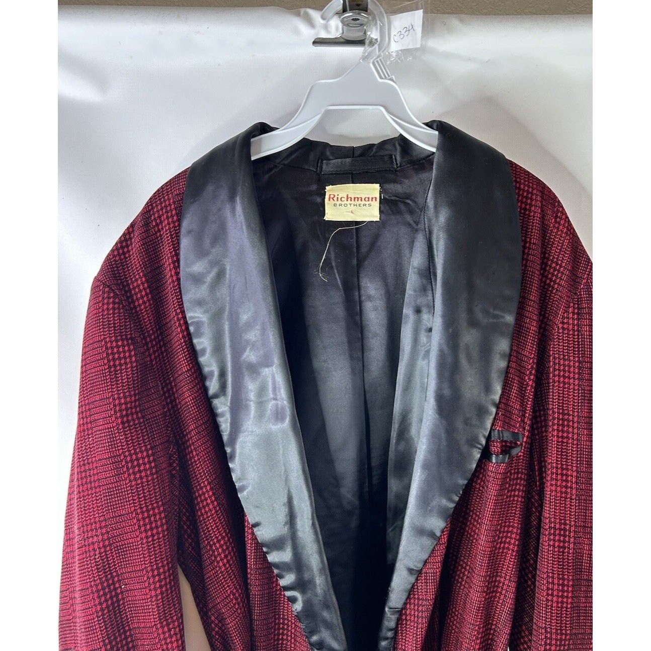 1950s Velour Satin Collar Smokers Robe Red Mens Large, Vintage Richman ...