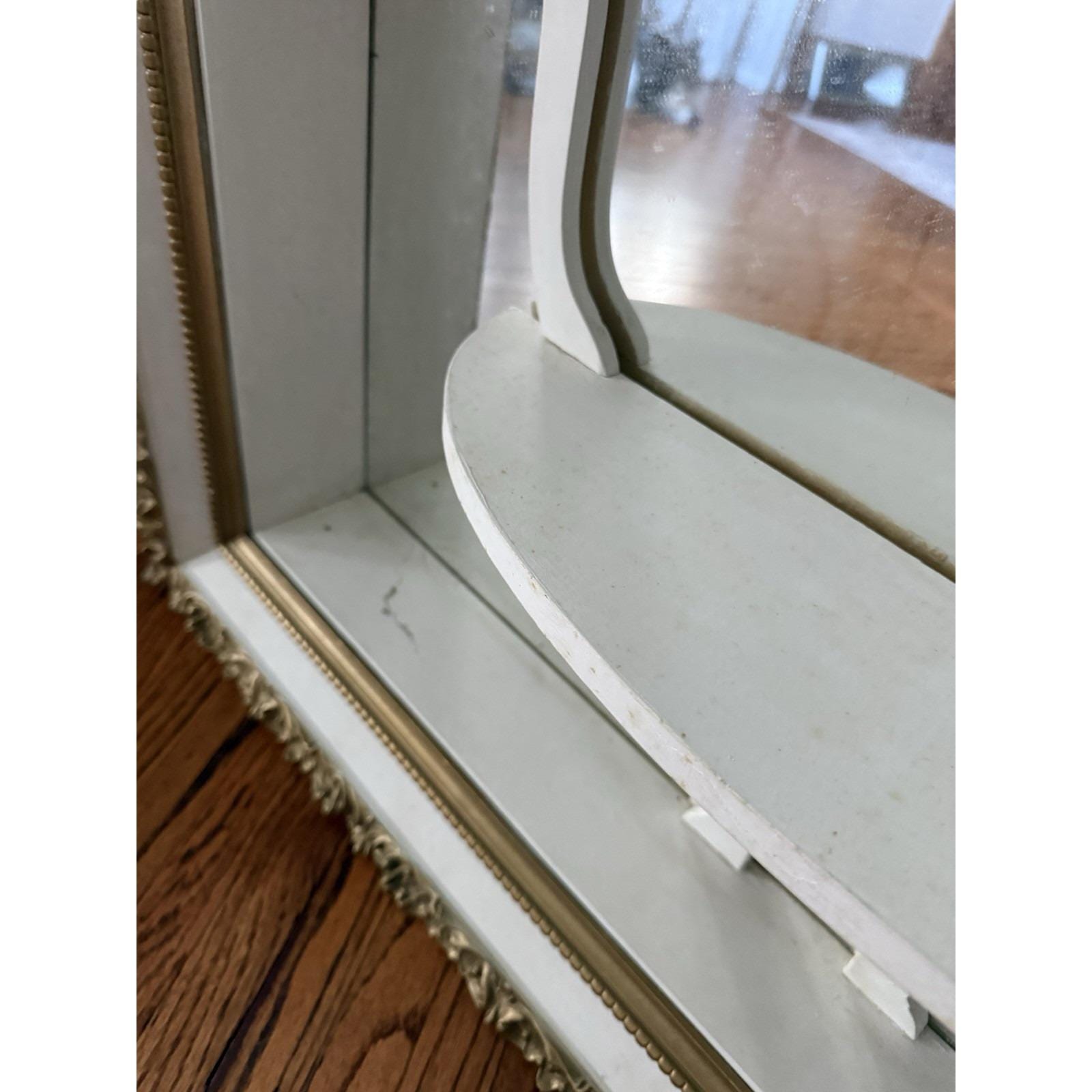 60s MCM Regency Mirrored Shadow Box Shelf Display White Ornate Gold ...