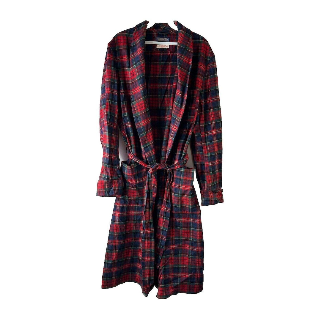 1980s Pendleton Mens Medium Tartan Plaid Virgin Wool Bath Robe USA ...
