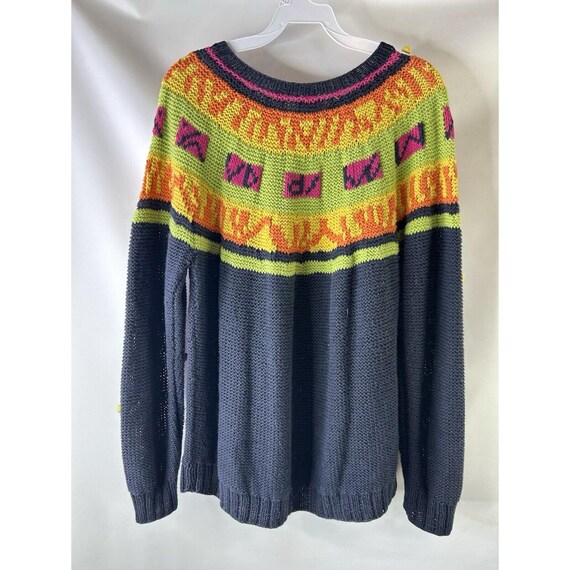 80s Womens Large Rainbow Swiss Dot Baggy Sweater Arts… - Gem