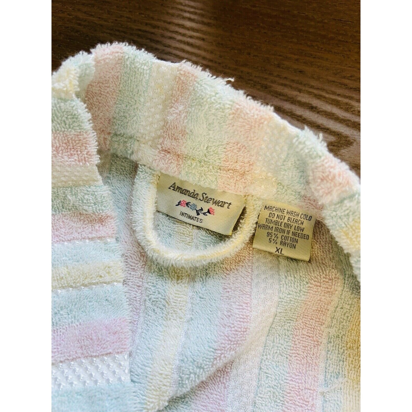 90s Womens XL Pastel Rainbow Stripe Terry Cloth Belted Bath Robe ...
