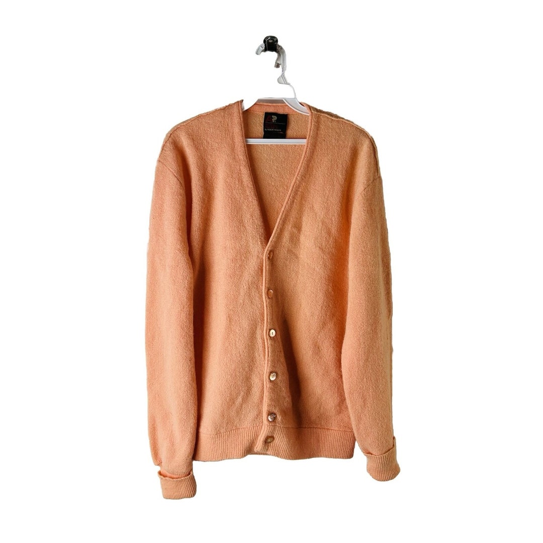 70s Rockabilly Mens XL Virgin Wool V Neck Dad Cardigan Sweater USA ...