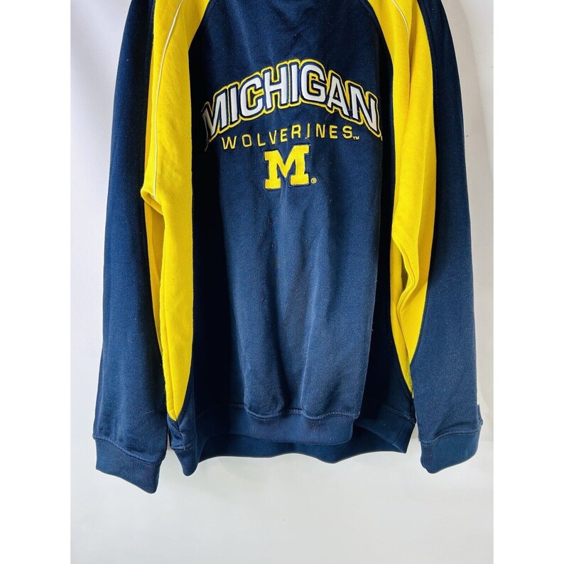 90s Starter Mens XL Michigan Wolverines Color Block Crewneck Sweatshirt ...