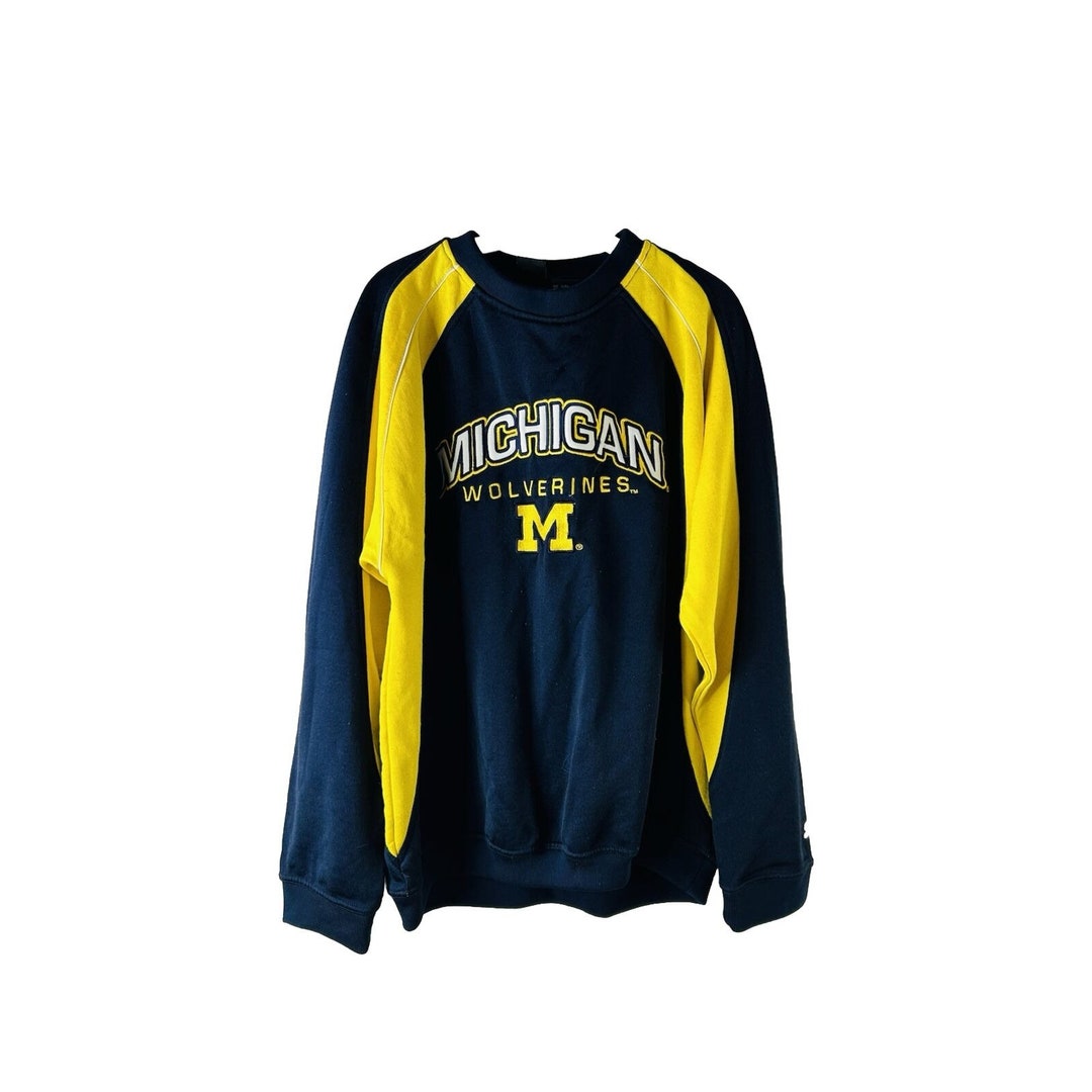90s Starter Mens XL Michigan Wolverines Color Block Crewneck Sweatshirt ...