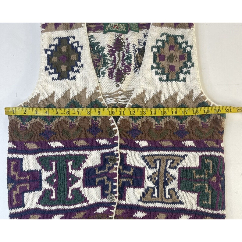 90s Womens Medium Hand Knit Navajo Southwestern Cardigan Sweater Vest ...
