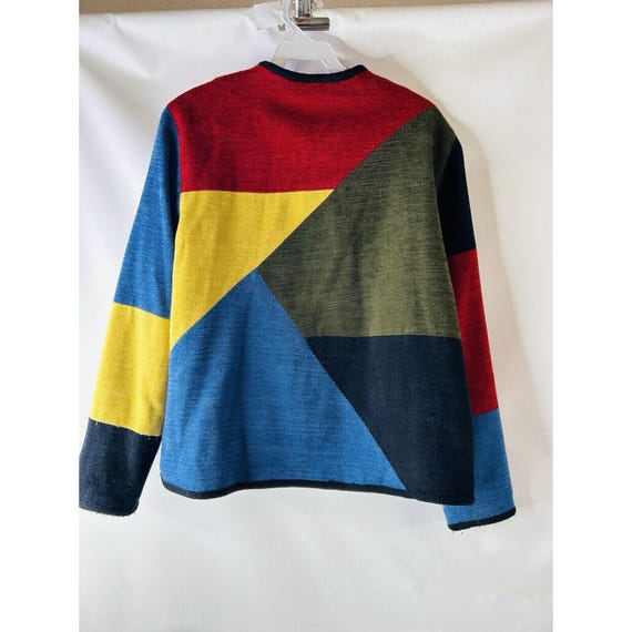 90s Womens Medium Patchwork Color Block Cardigan Swea… - Gem