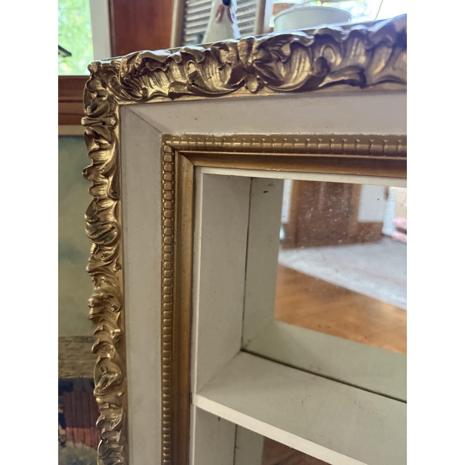 60s MCM Regency Mirrored Shadow Box Shelf Display White Ornate Gold ...