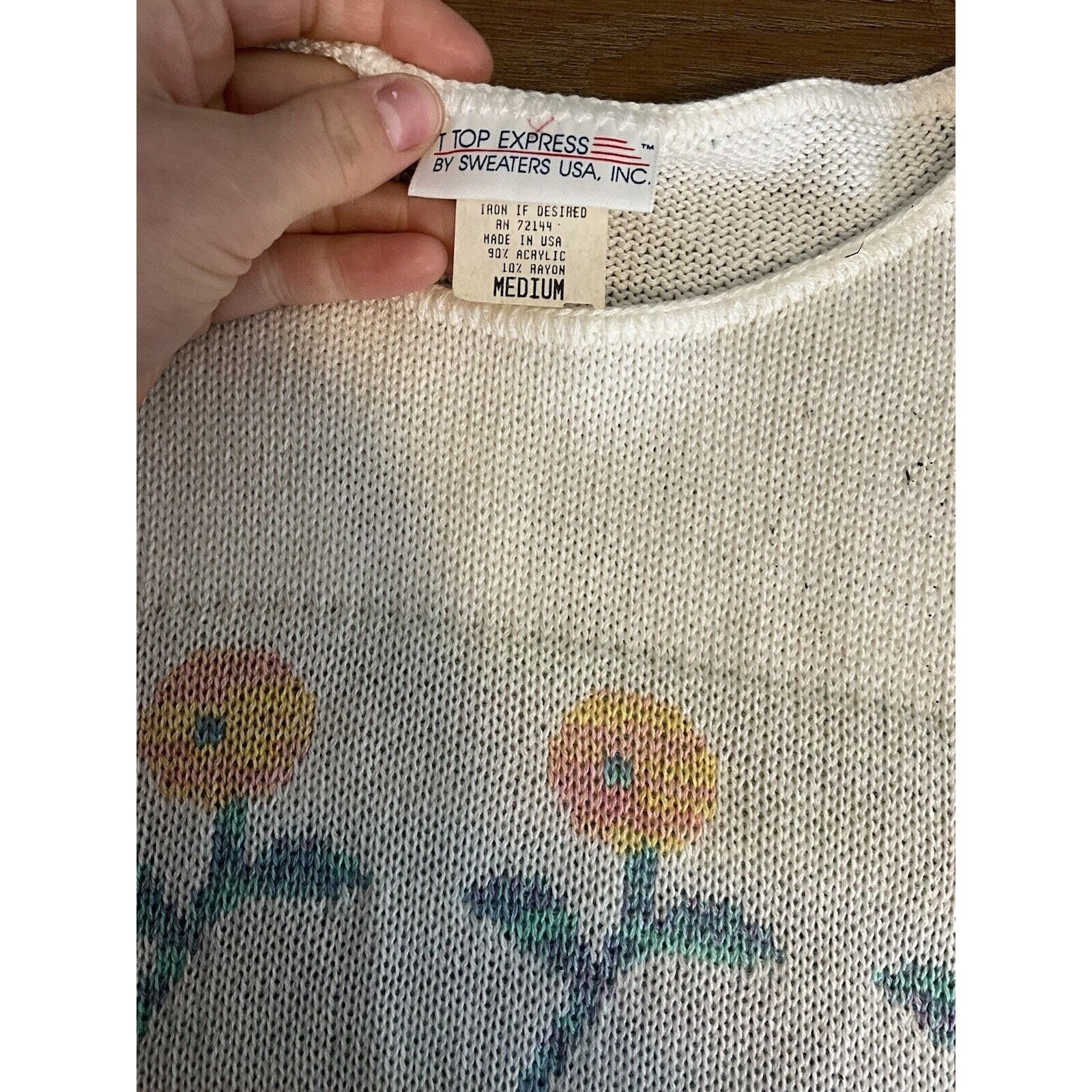 80s Womens Medium Garden Floral All Over Knit Lightweight Sweater Vest ...