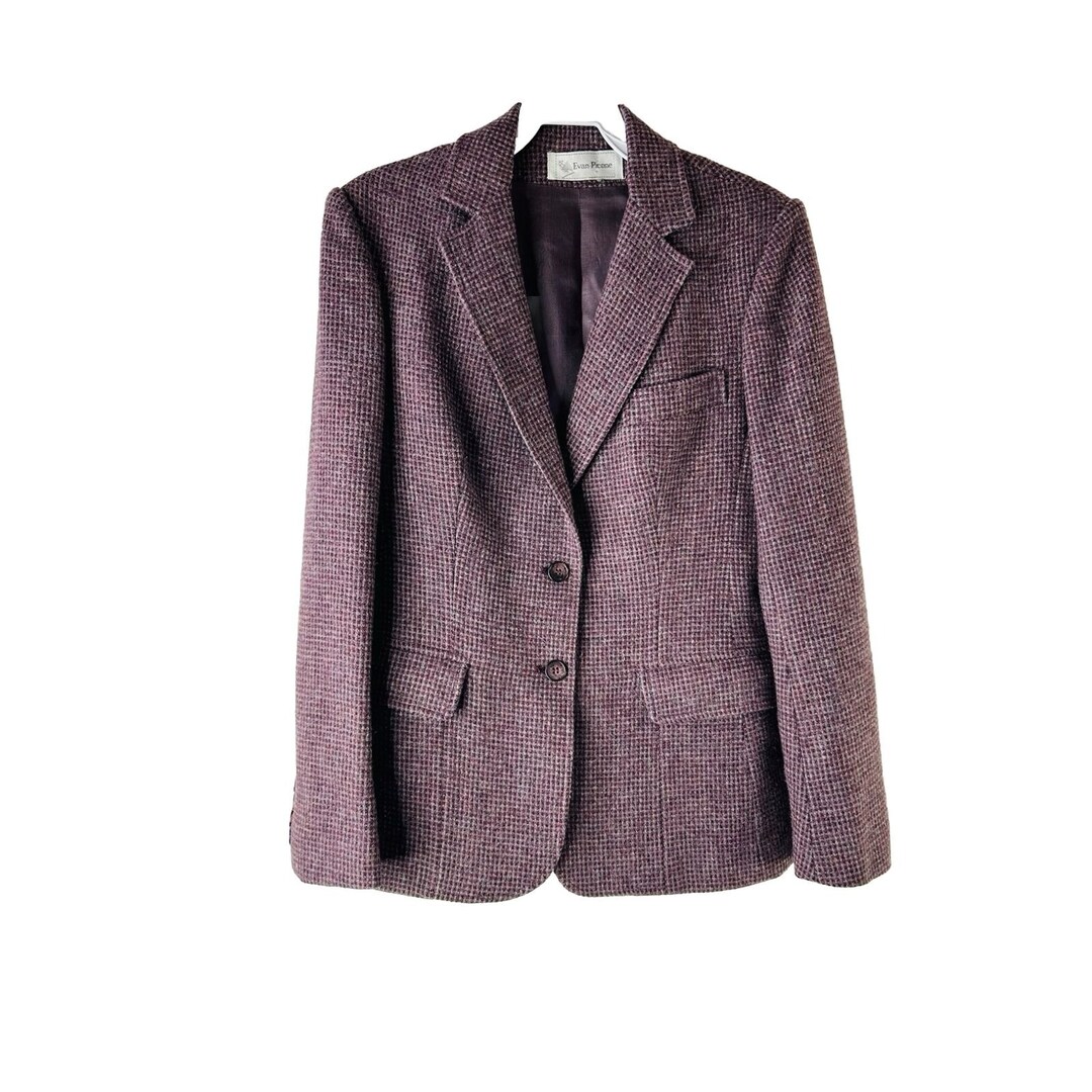 80s Womens Small Wool Tweed Two Button Blazer Jacket Purple, Womens ...