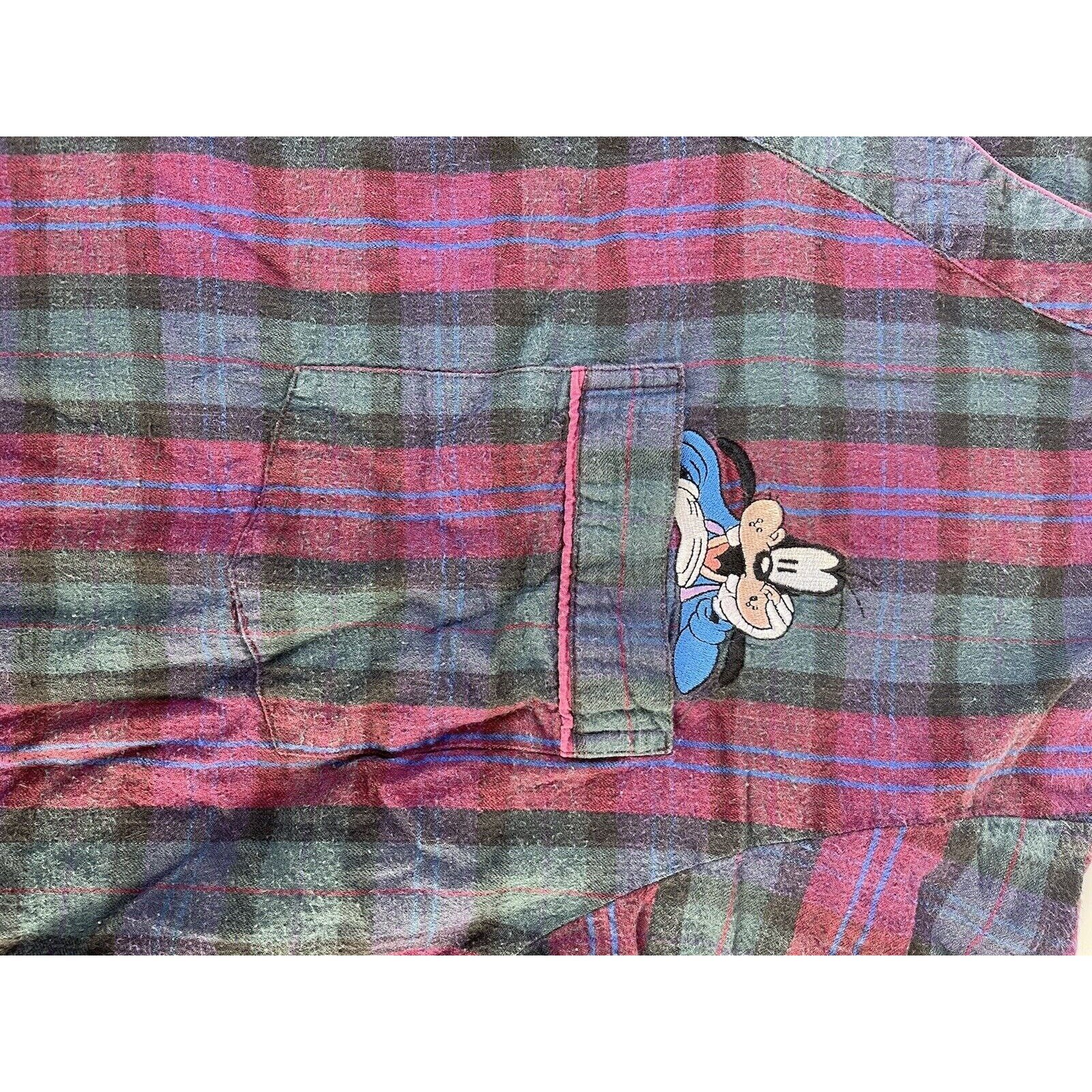 90s Disney Womens Large Goofy Stitched Country Plaid Faded Flannel ...