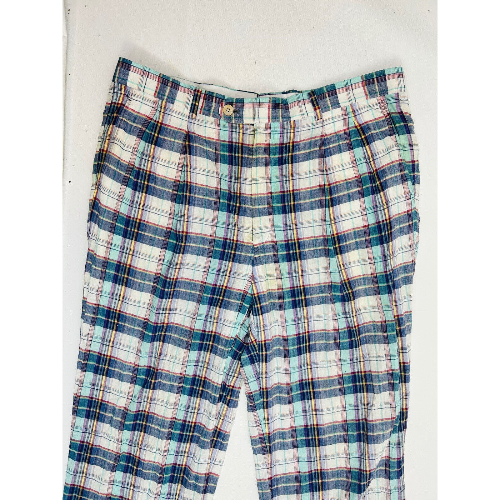 70s Mens 36x28 Rainbow India Madras Plaid Chino Golf Pants Preppy, Mens ...