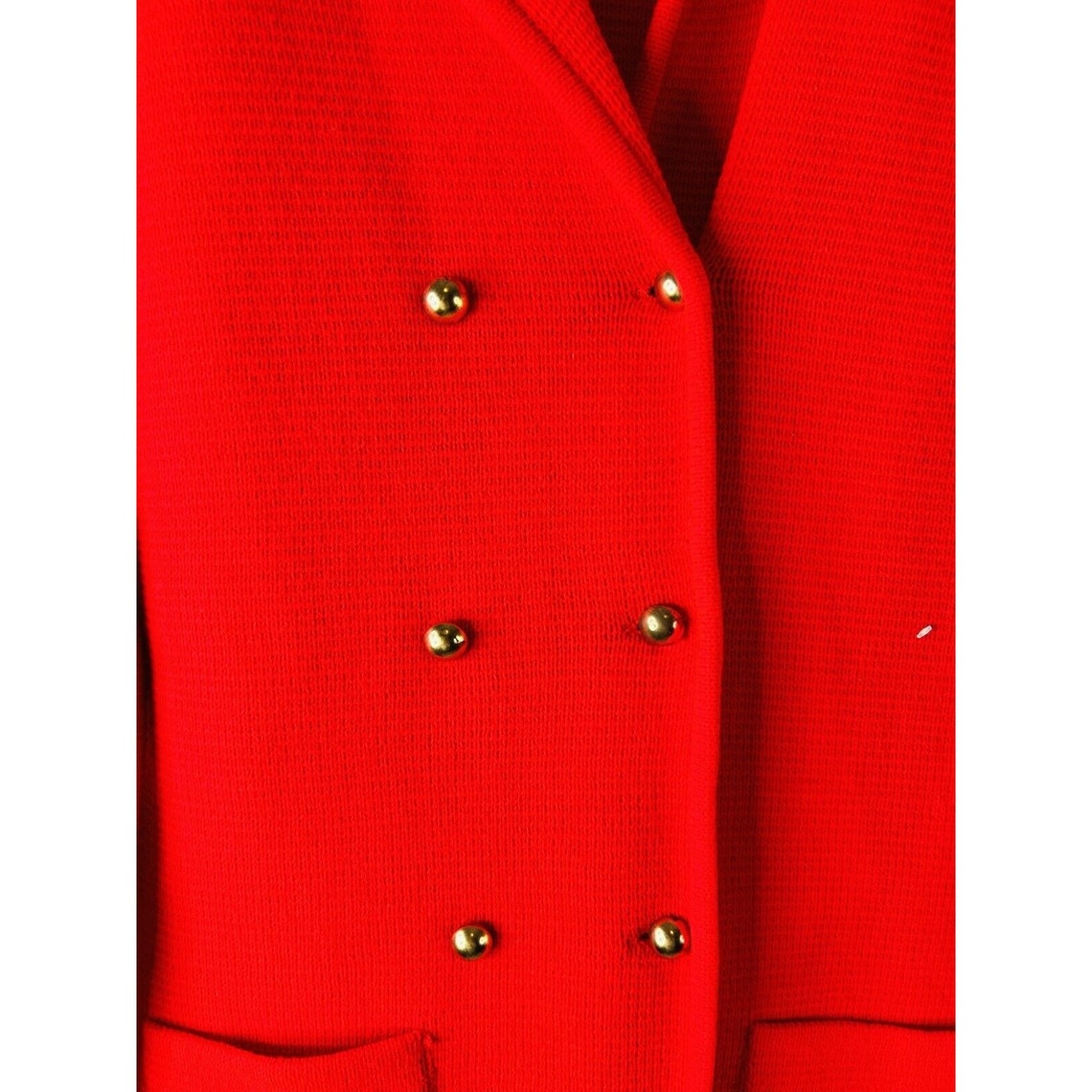 70s Womens Medium Double Breasted Knit Blazer Sweater Coat Red ...