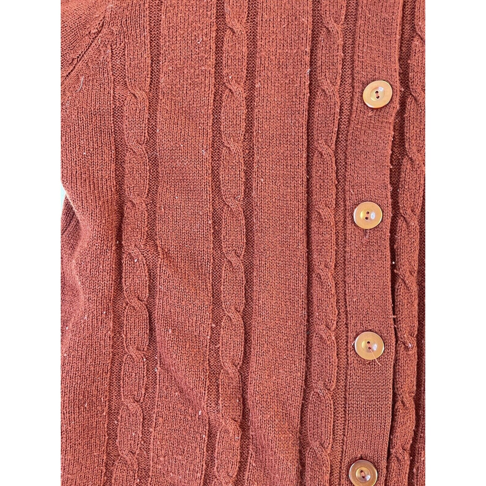 70s Womens Large Burnt Orange Cable Knit Cardigan Sweater, Womens Knit ...