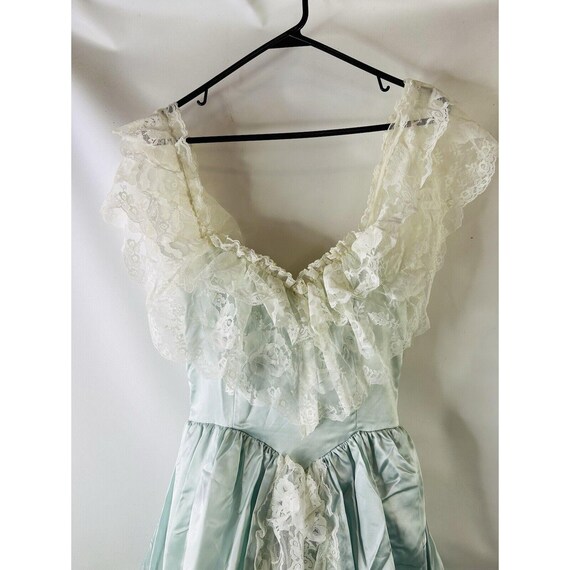 80s Womens 9/10 Satin Lace Frilly Ruffled Renaissance… - Gem