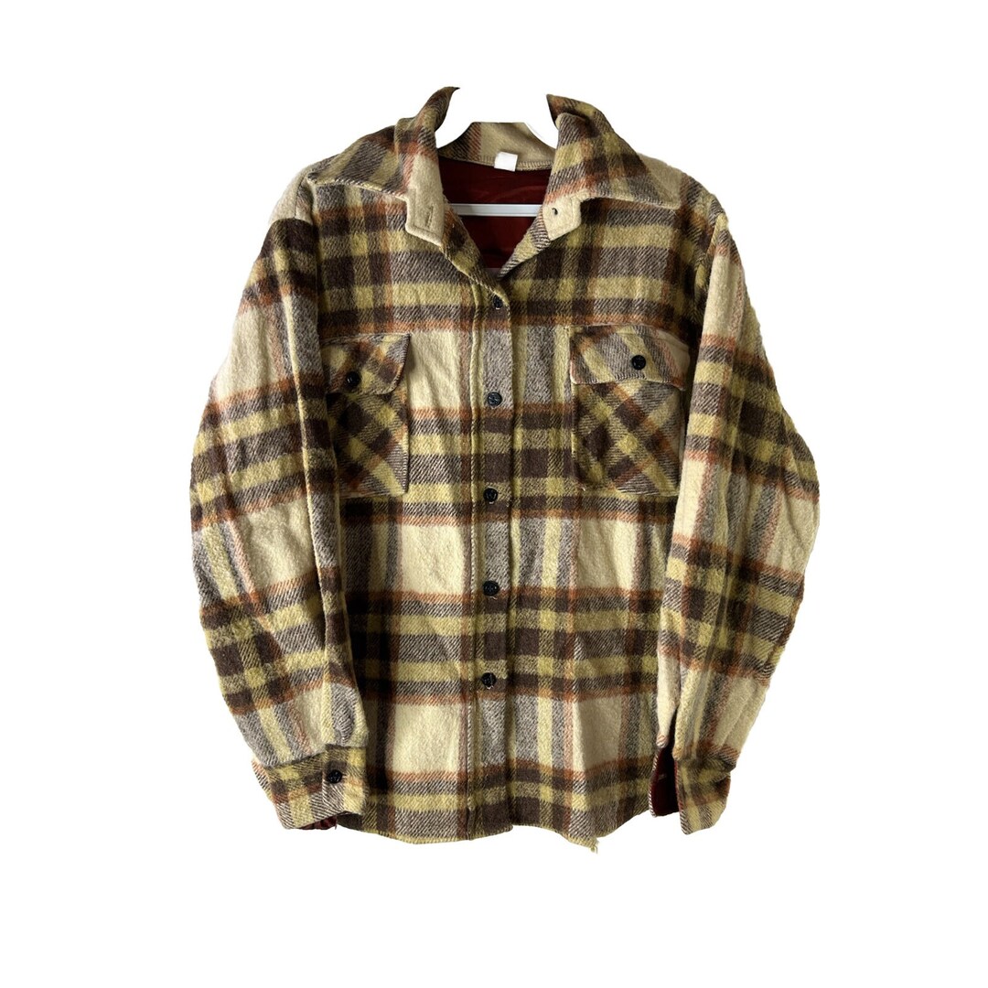 1960s US Navy Corp Military Wool Plaid Button Jacket Shirt Mens Medium ...