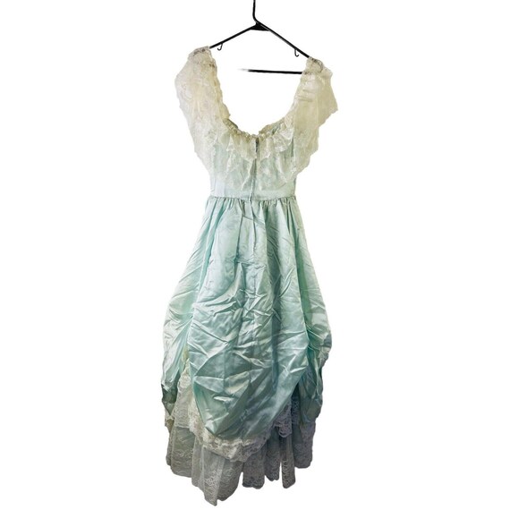 80s Womens 9/10 Satin Lace Frilly Ruffled Renaissance… - Gem