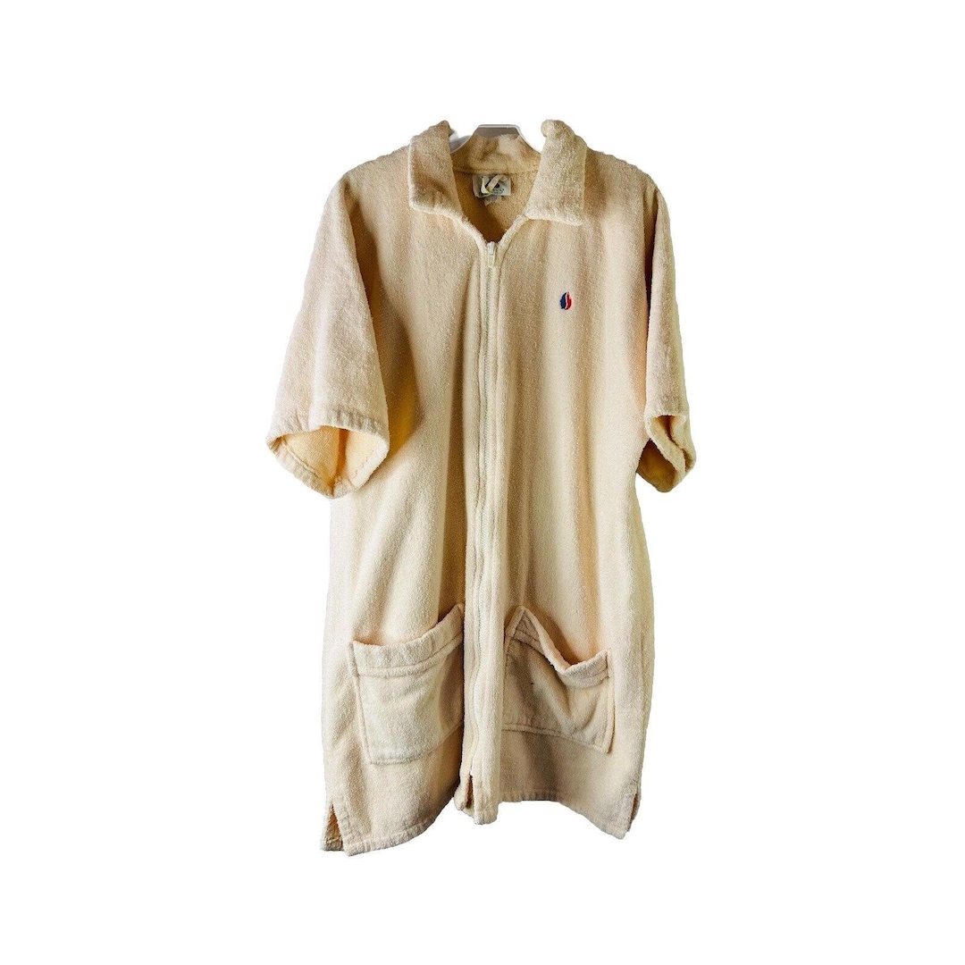 70s Womens Large Terry Cloth Beach Jacket Swim Cover up USA Preppy ...