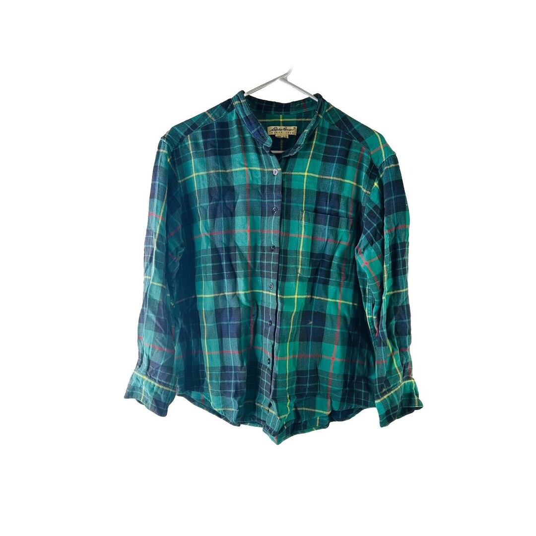 90er Jahre Eddie Bauer Damen großes kariertes leichtes Flanellhemd mit ...