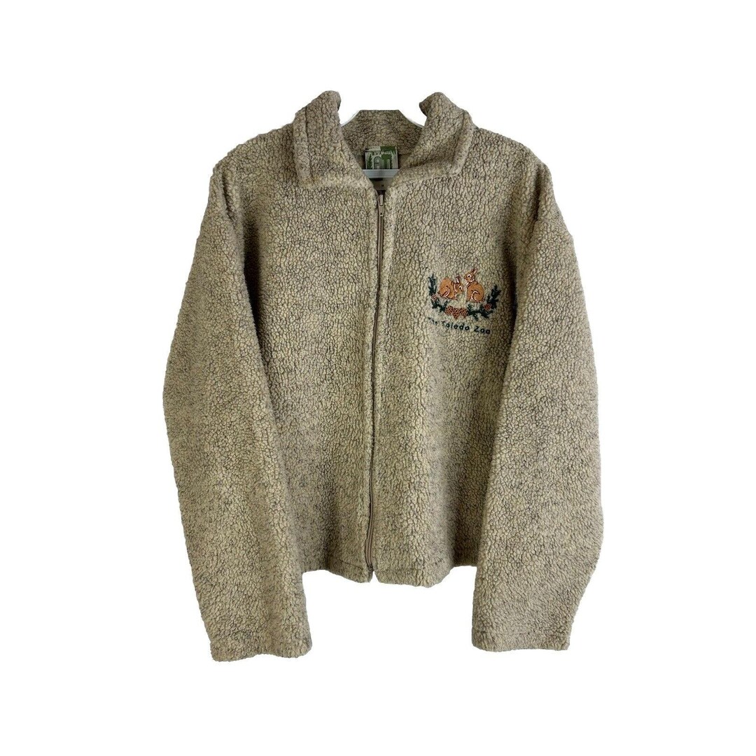 90s Deep Pile Fleece Toledo Zoo Rabbits Stitched Jacket Womens Medium ...