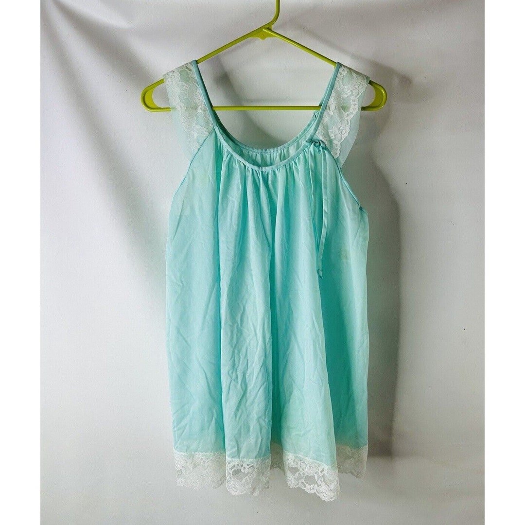 1960s Womens Large Frilly Lace Chemise Baby Doll Pajama Set USA ...