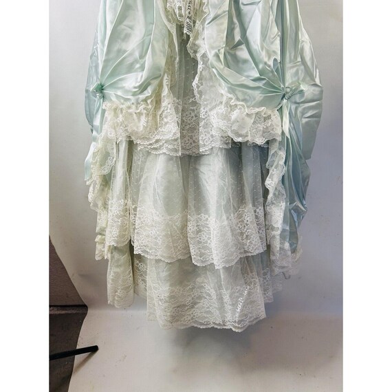 80s Womens 9/10 Satin Lace Frilly Ruffled Renaissance… - Gem