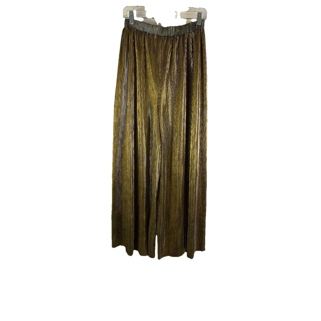 80s Disco Pants Womens 12 Metallic Gold Pleated Wide Leg Pull On ...