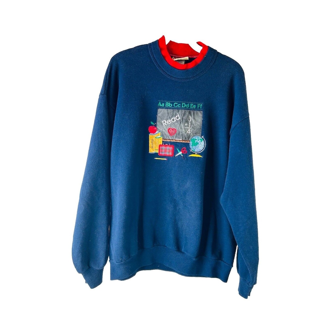 90s Womens XL School Teacher Instructor Double Collar Sweatshirt ...